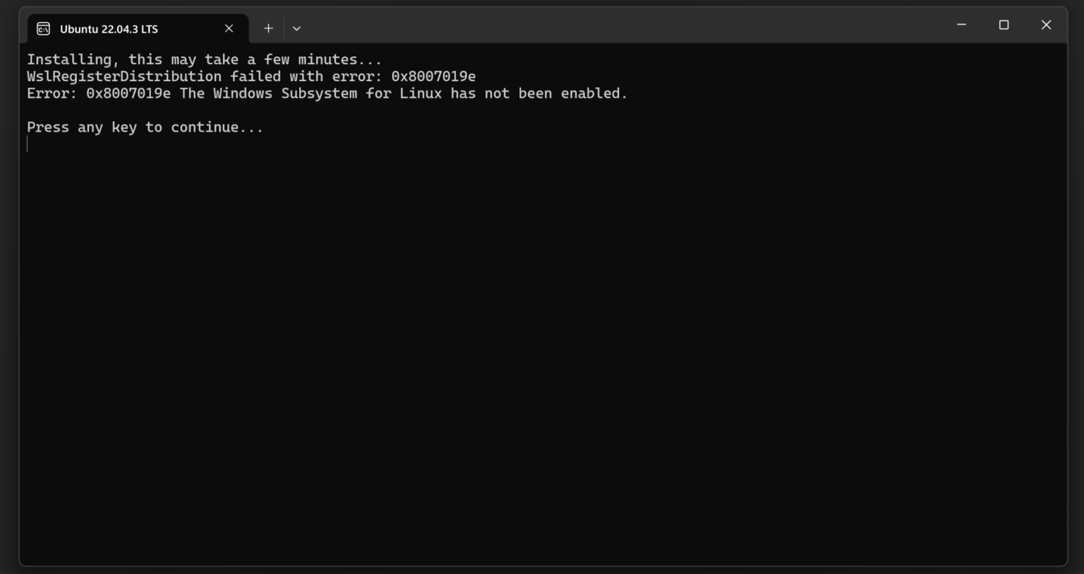 Error code: 0x8007019e, in Distro application Ubuntu after Windows 11 Pro fresh install/reset ...